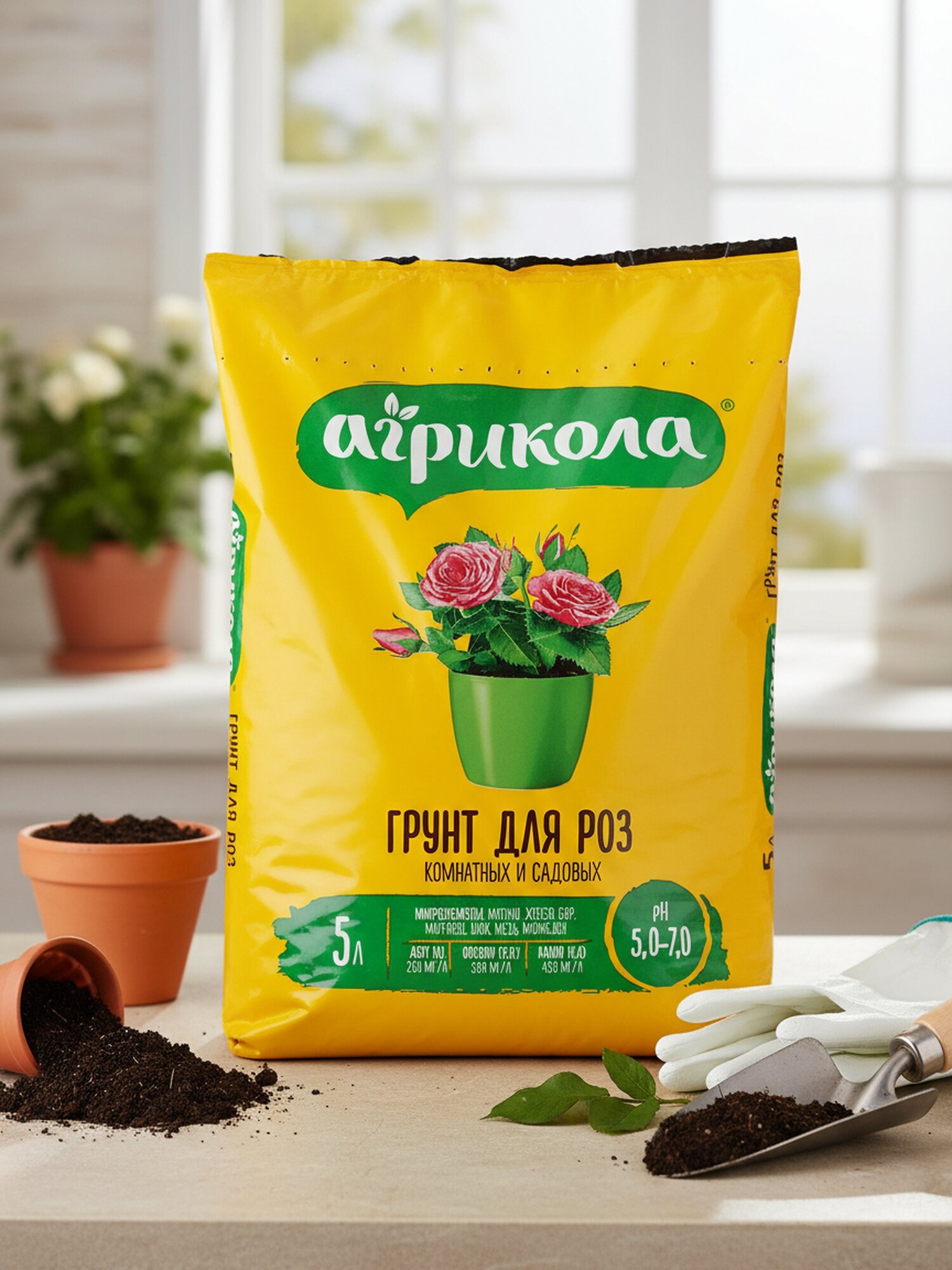 Грунт для роз Агрикола 5 л, питательный почвогрунт комнатных, садовых цветов, субстрат из торфа
