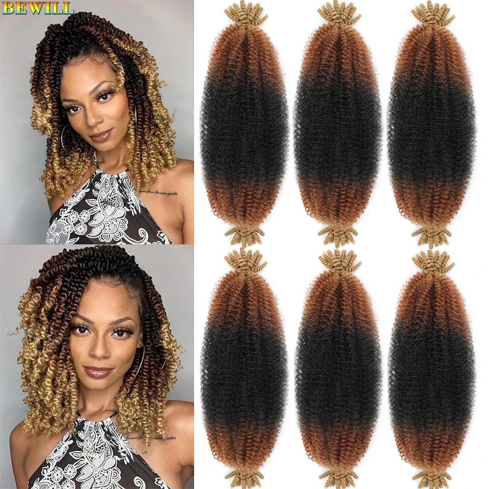 Bewill Springy Afro Twist Hair 1B 27 30 350 4 613 16inches, 10Pcs/Lot, 1B 30 27 Color