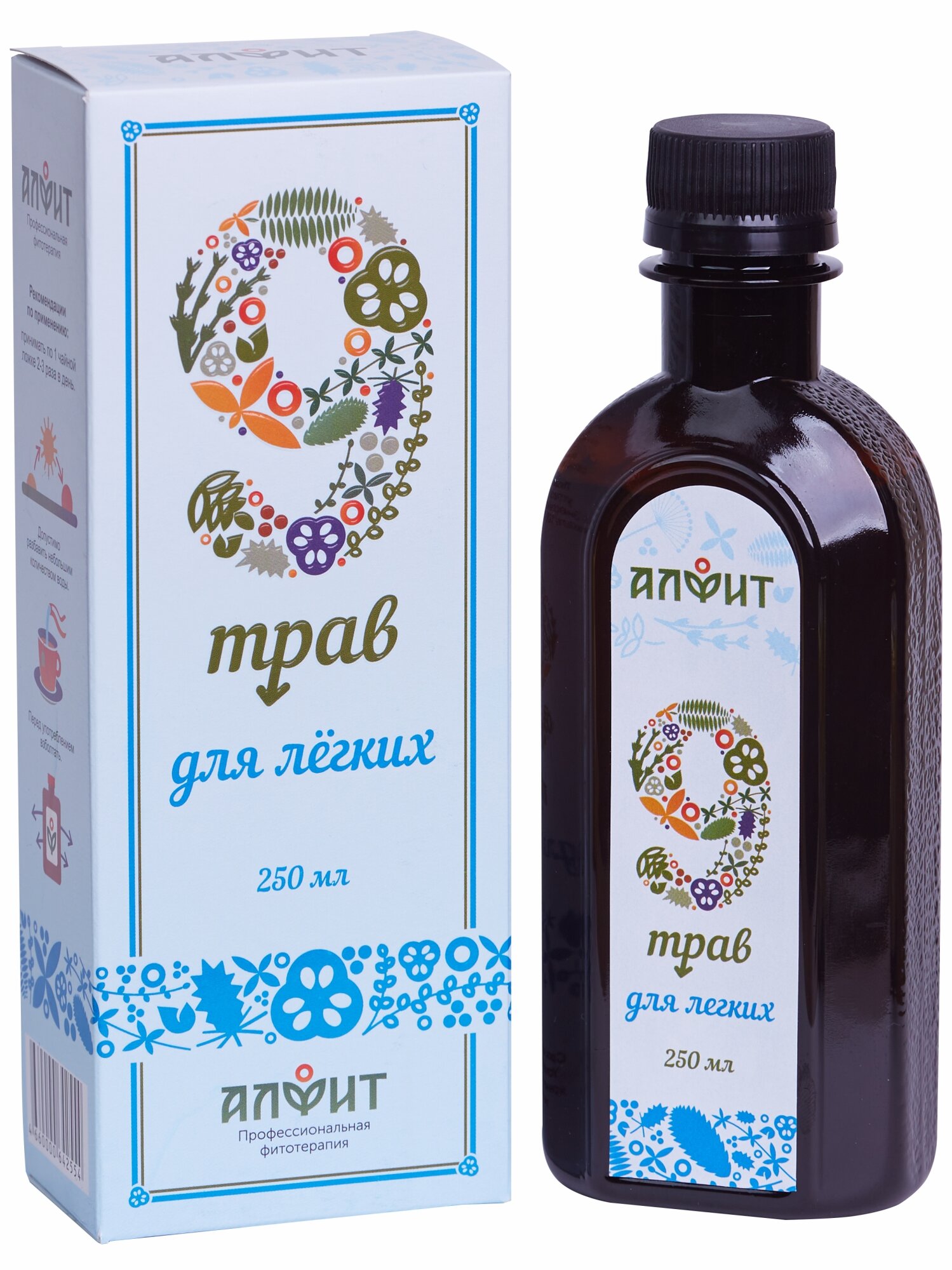 Для легких 9 трав, бальзам из уникальных алтайских трав от бренда "Алфит", 250 мл