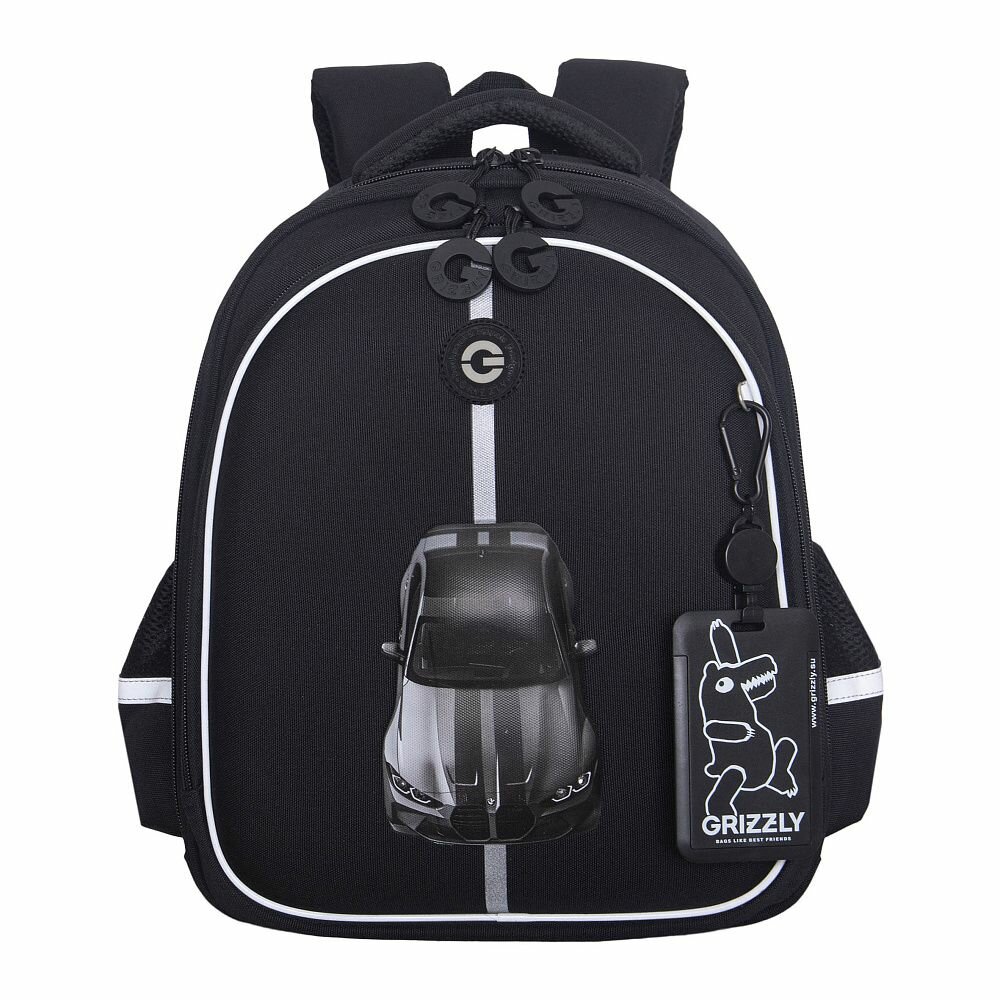Рюкзак школьный для мальчика GRIZZLY 36*28*20см, формованный, led-подсветка, анатомическая спинка (RAz-687-1)