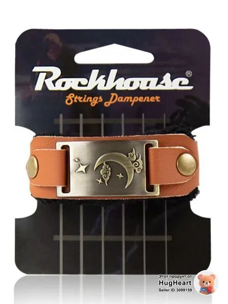 Rockhouse Демпфер для гитарных струн, кожаный аксессуар для акустических и электрогитар, коричневый цвет