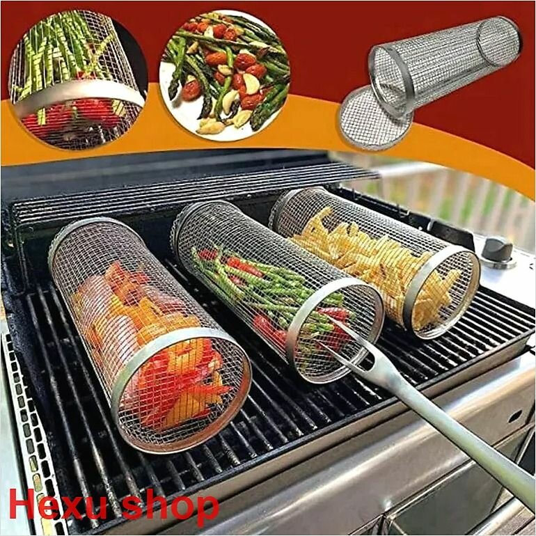 Круглый гриль из нержавеющей стали , корзина для барбекю сетка из нержавеющей стали для мяса