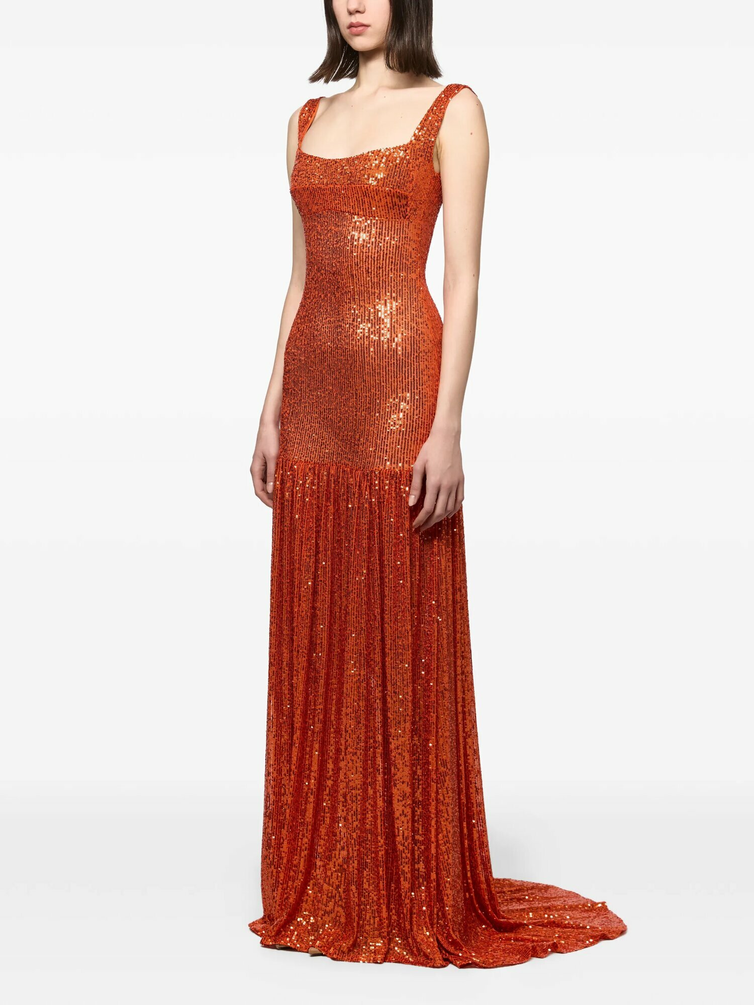 Платье ATU BODY COUTURE Sequin-embellished maxi dress, размер XS, зеленый/оранжевый — фото 1