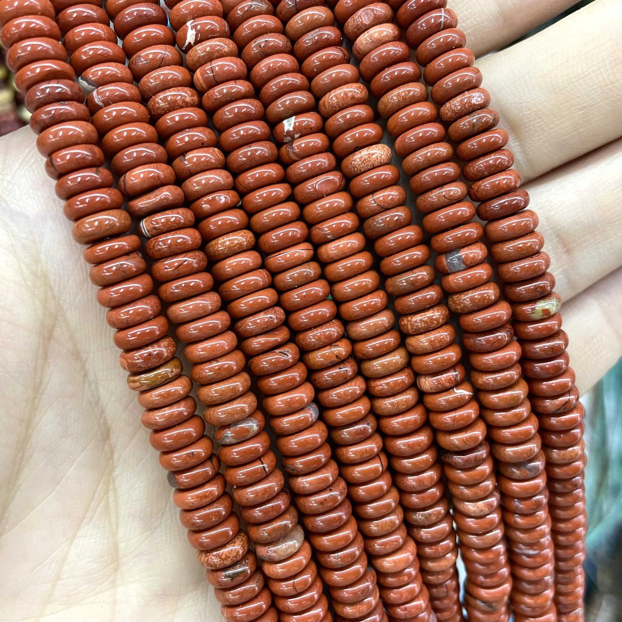 Бусины из камня SYSRXLR: агат, лазурит, тигровый глаз 2*6 мм Коричневый, Red stone