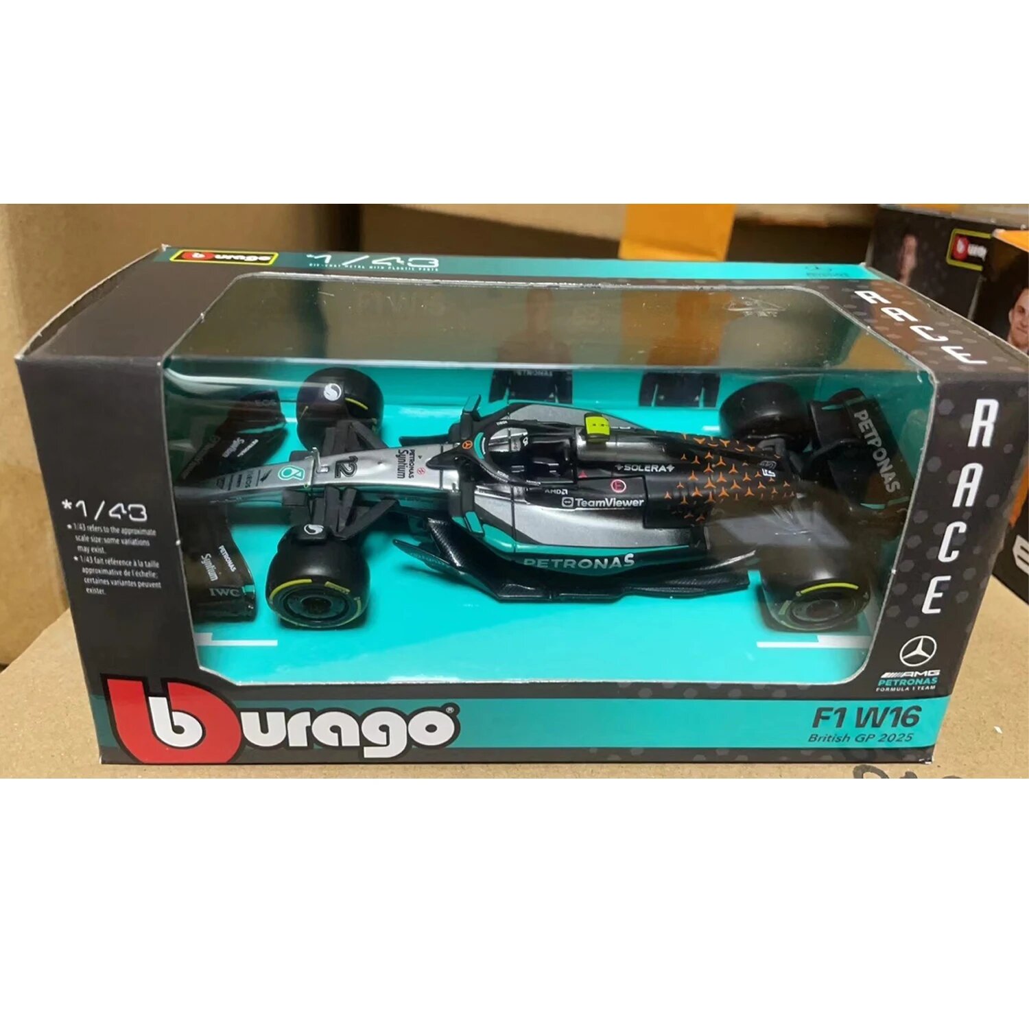 Bburago 1:43 Mercedes F1 W16 British GP, w16-12