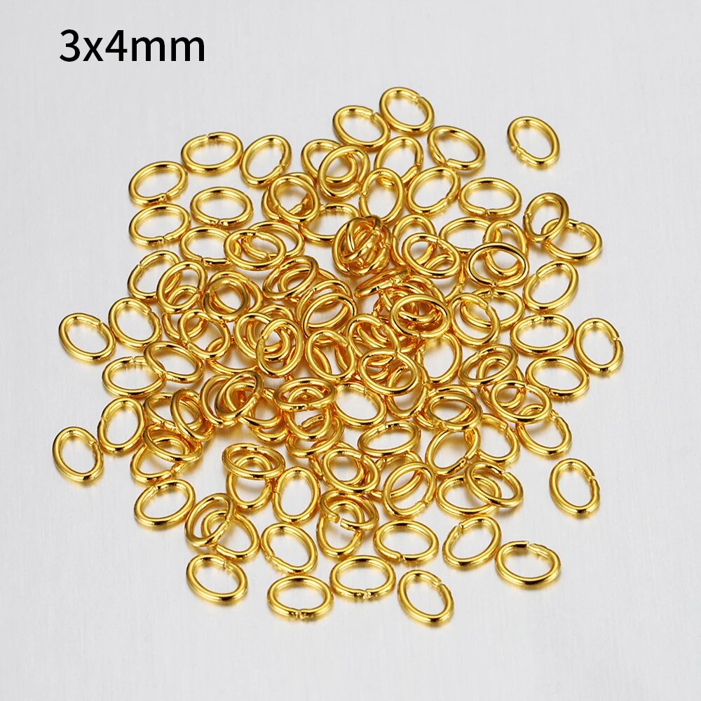 Золотые соединительные кольца Ailimi 100 шт. Желтый, Gold color 3x4mm