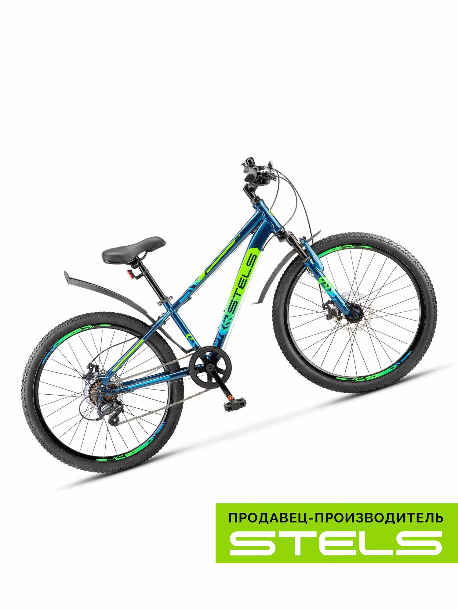 Подростковый велосипед STELS колёса 24 Навигатор-400 MD рама 12" Синий/Салатовый