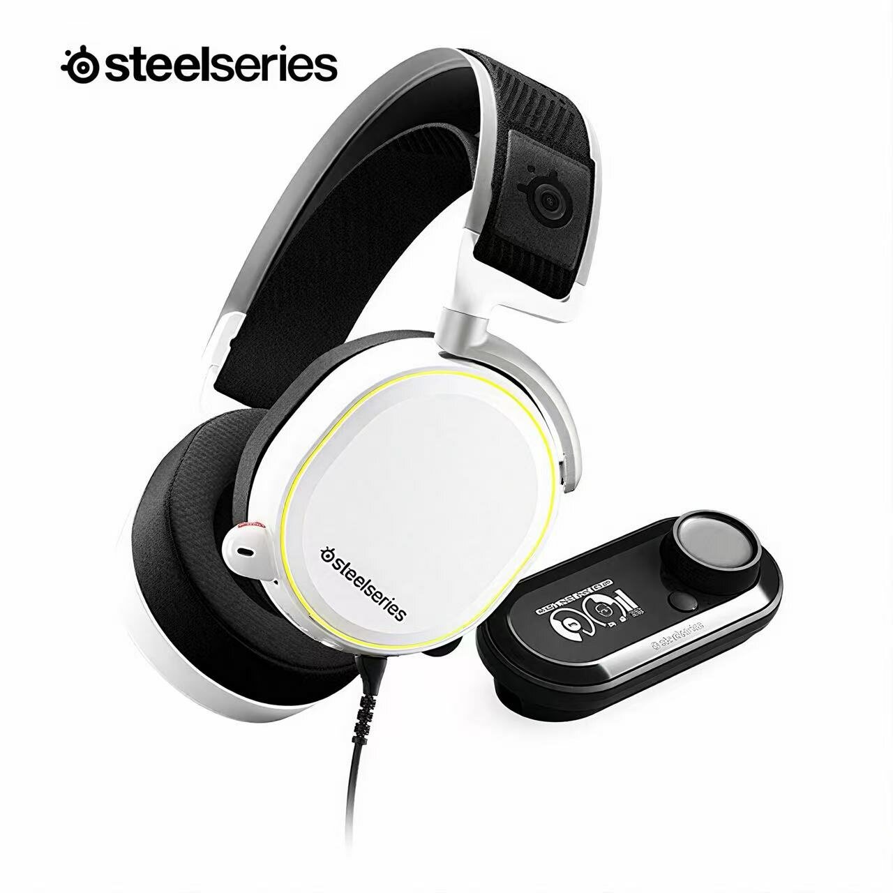 Гарнитура игровая SteelSeries Arctis Pro + GameDAC, для компьютера, мониторные, проводные, белый