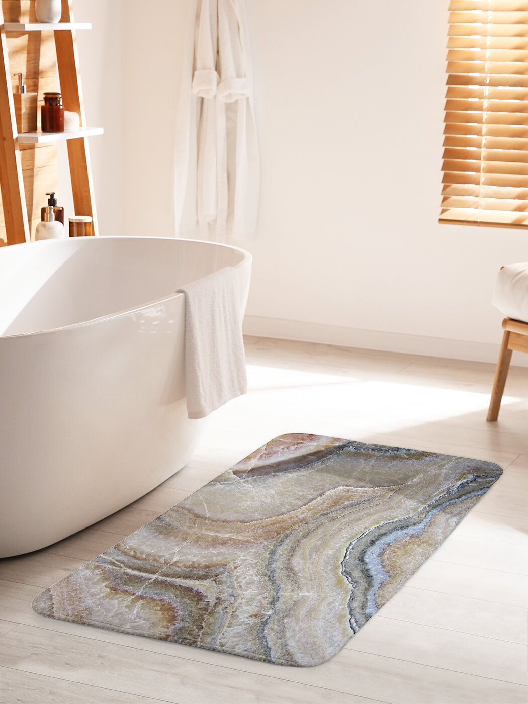 Коврик для ванной комнаты и туалета противоскользящий "Камень оникс" 60х100 см, JoyArty