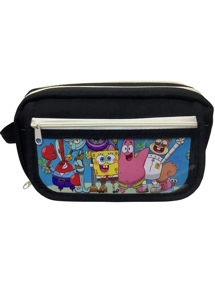 Sponge bob пенал губка боб школьный для подростка 2 отделения 20x11x7см