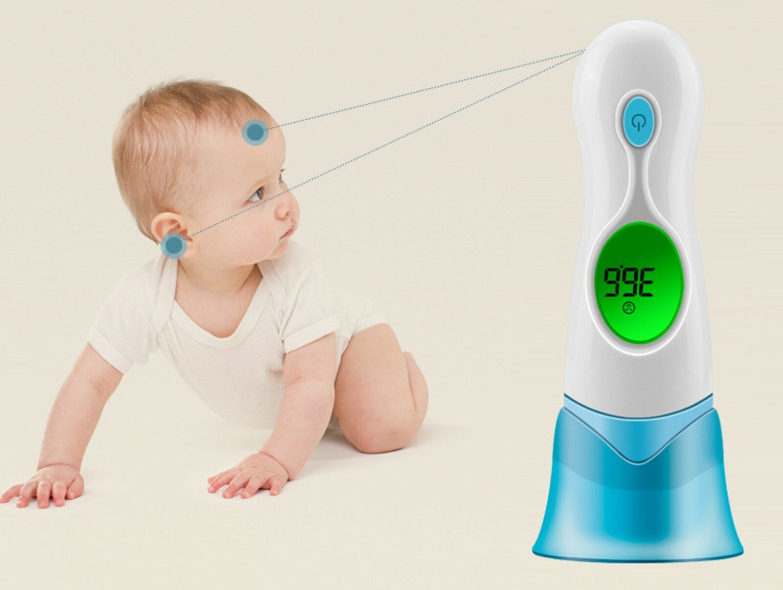 Бесконтактный инфракрасный термометр MyPads с цветовой индикацией и памятью на 10 измерений