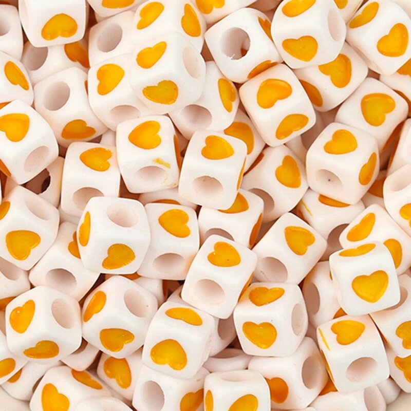 Акриловые квадратные бусины с алфавитом, 100 шт 6.7mm 100Pcs