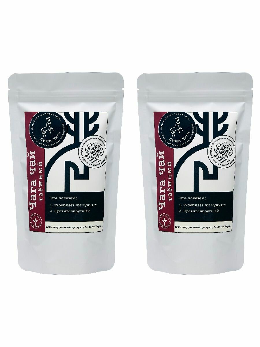 Чага чай таежный (чага березовая, пихта, лемонграсс, ягоды облепихи и рябины, мята) 100 г. Душа леса. Комплект 2 шт.