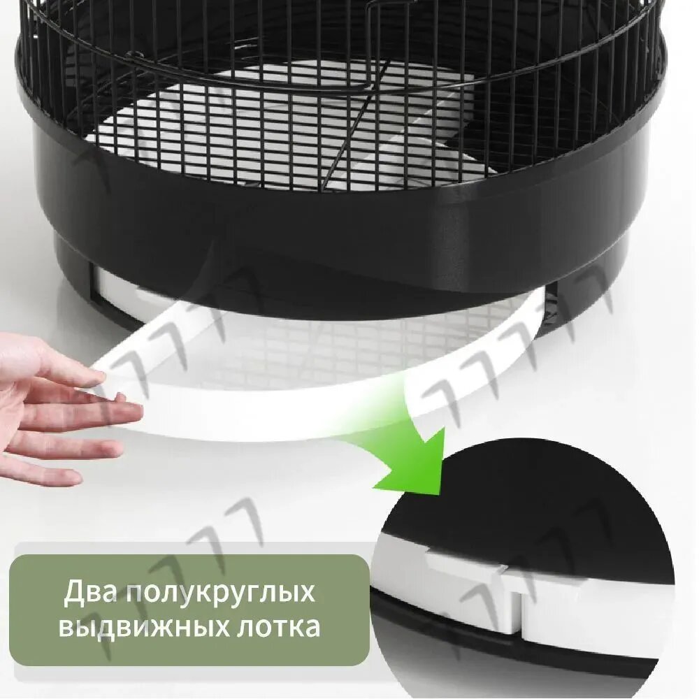 Клетка для животных пластиковая чёрная, высота 65 см, просторная для домашних птиц — фото 1