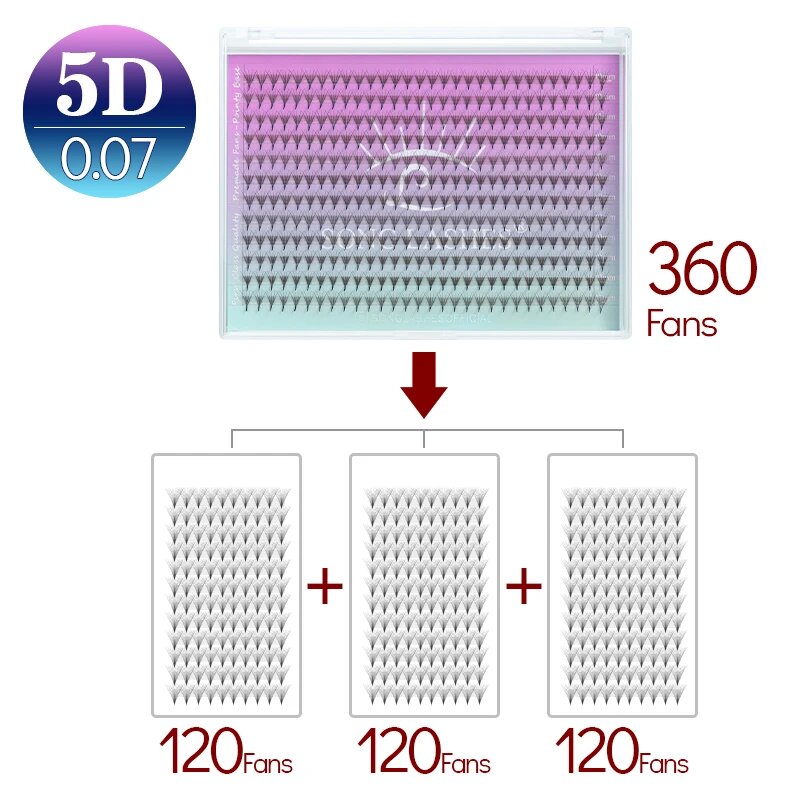 SONG LASHES 5D D-изгиб 10 мм, 360 Fans