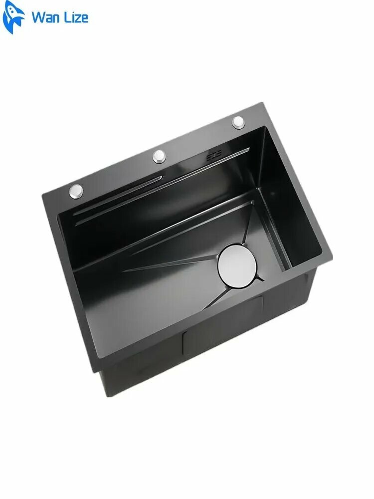 Кухонная раковина из нержавеющей стали 304 многофункциональная черная раковина68*45cm,