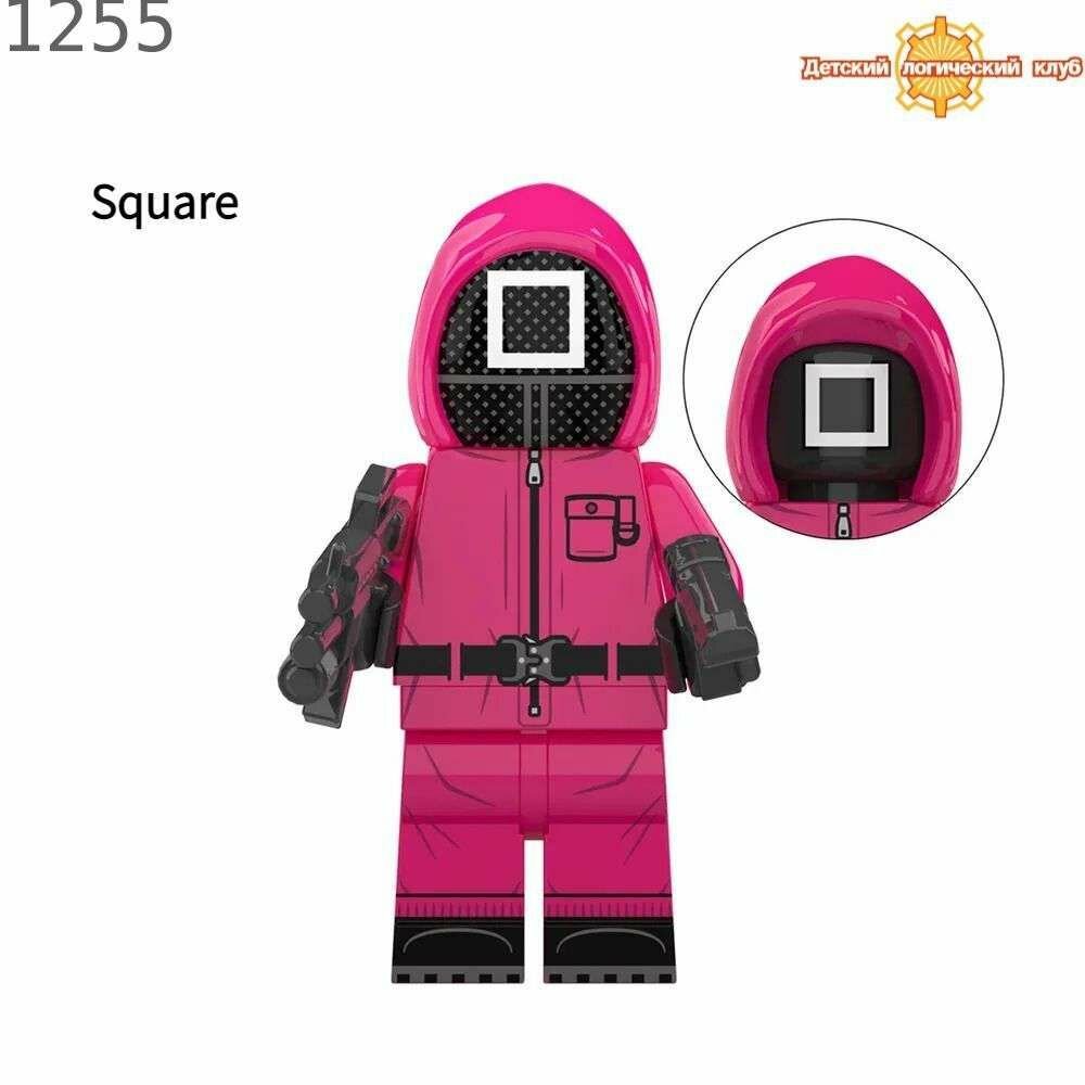 Минифигурка из строительных блоков для игры в кальмара, модель игрового персонажа в кальмара, игровой менеджер в виде деревянного человечка, совместимы с лего конструкторами