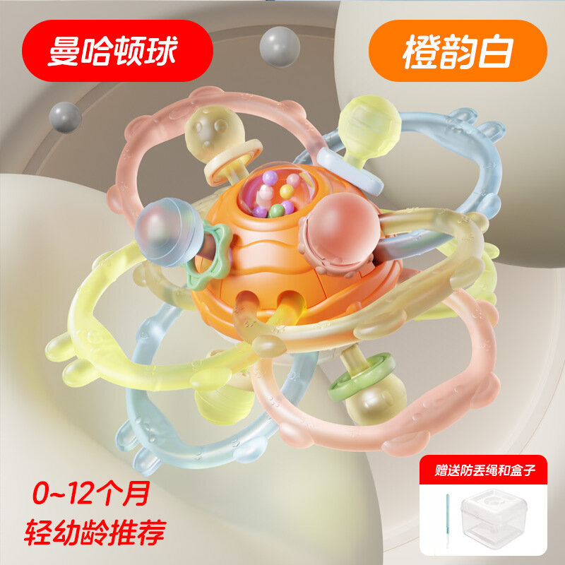 Манхэттенский ручной мячик для раннего развития, силиконовая погремушка для прорезывания зубов, обучающая игрушка для тренировки хватки, приспособление против кусания пальцев.