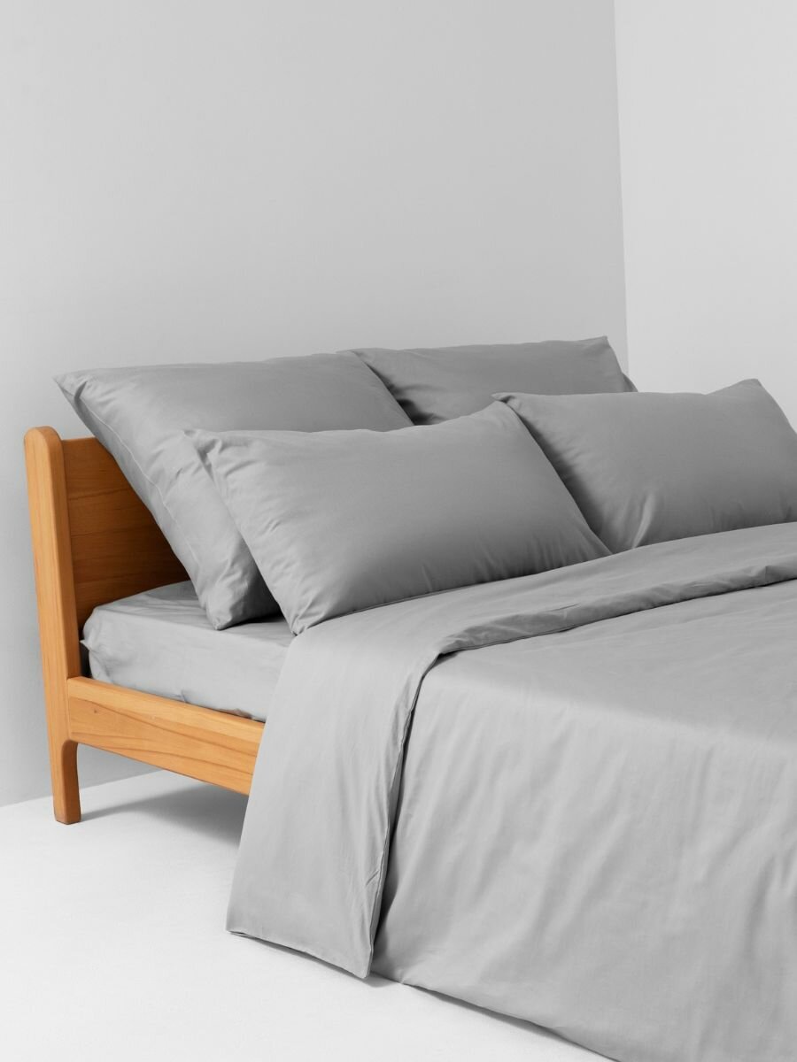 Пододеяльник, 2-x сп, 180x210, сатин, светло-серый, Coho Home