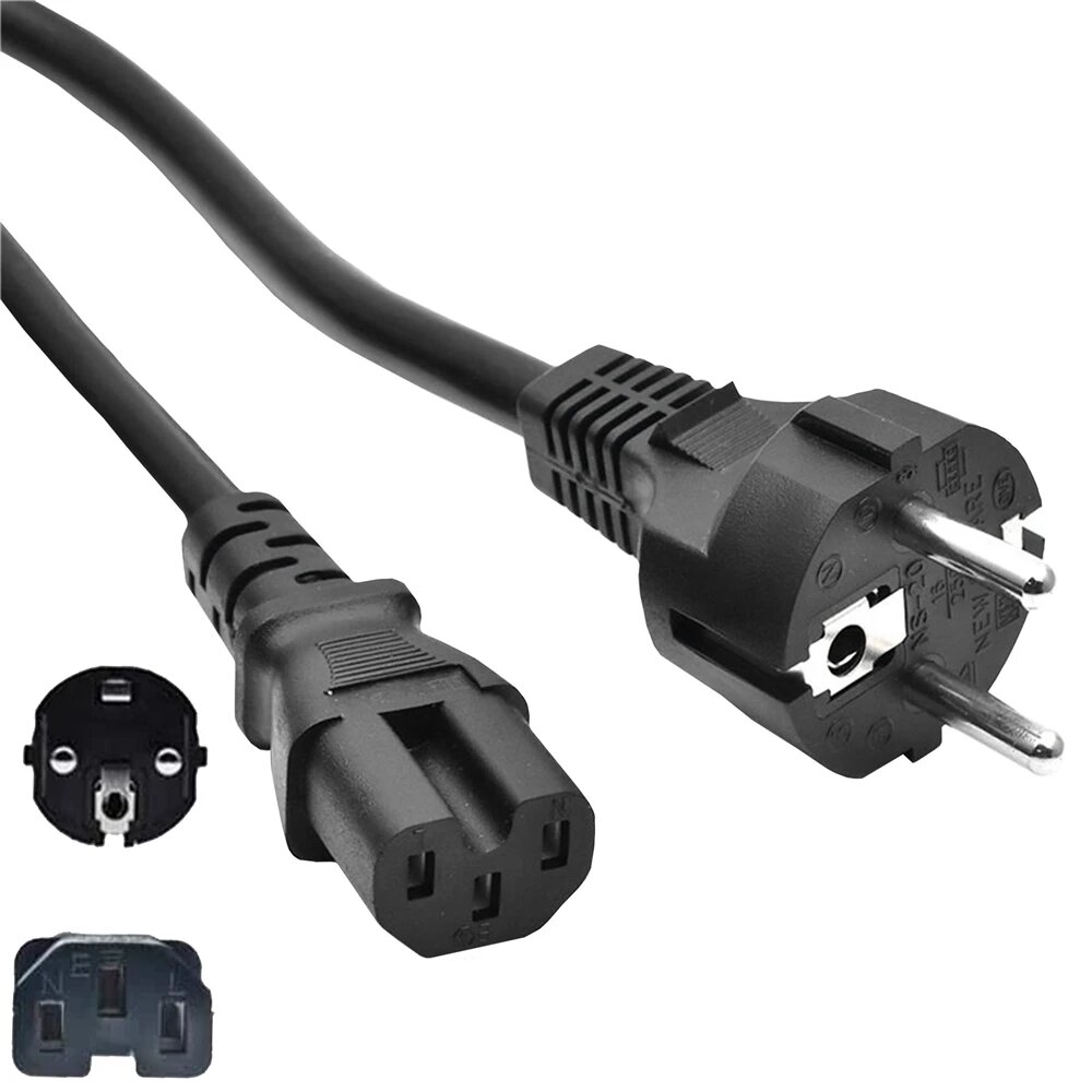 1,8 м европейские силовые кабели Schuko, Европейский шнур питания CEE7/7, шнур питания ЕС в C15 для бытовой электроники 110 ~ В переменного тока 16A BK
