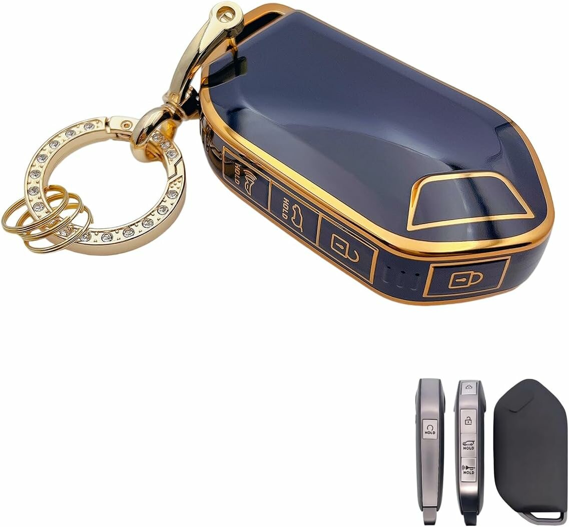 Чехол-брелок для Kia с брелком, черный мягкий защитный чехол из ТПУ для Telluride 2023 2024, 5 кнопок, умный дистанционн