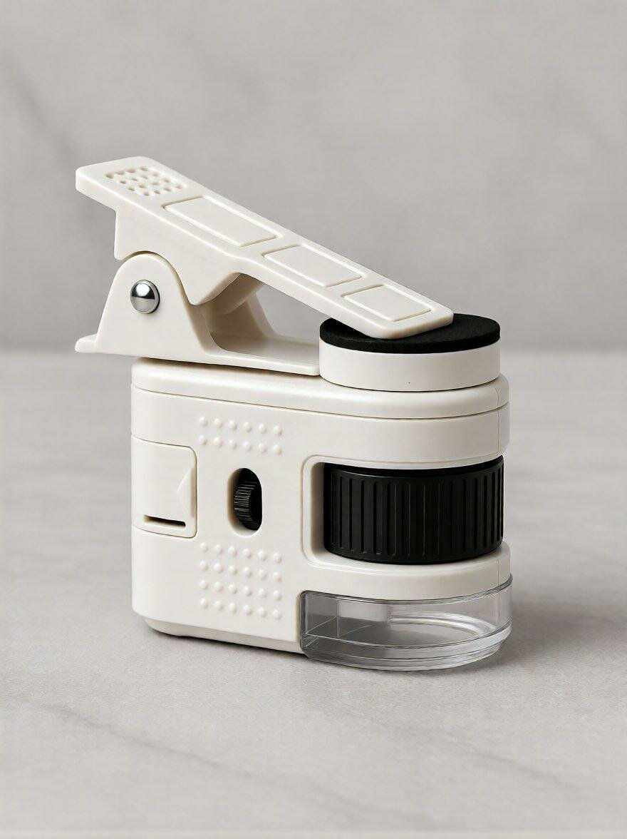 Портативный мини-микроскоп с увеличением 100×, С зажимами