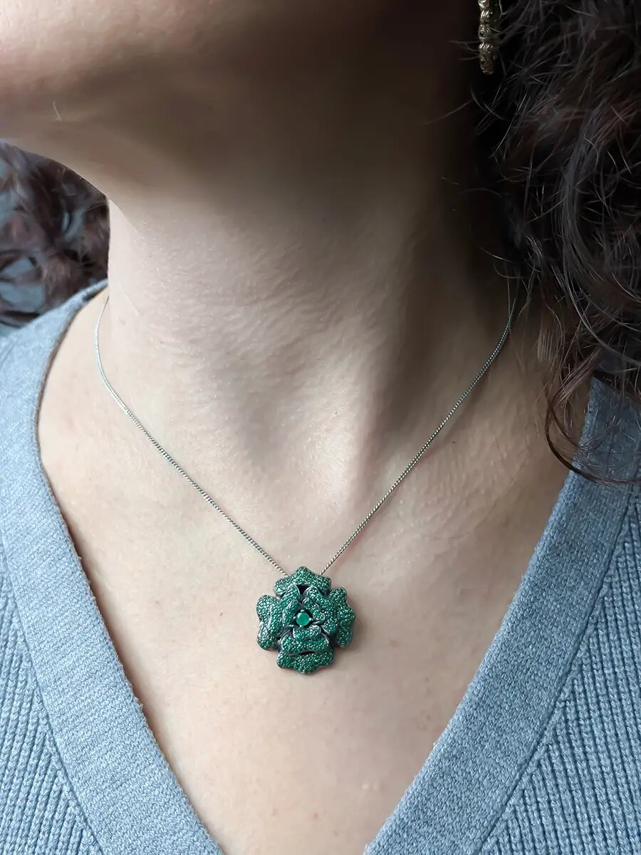 Подвеска Кристалл Мечты, серебро, 925 проба, чернение, изумруд, изумруд синтетический