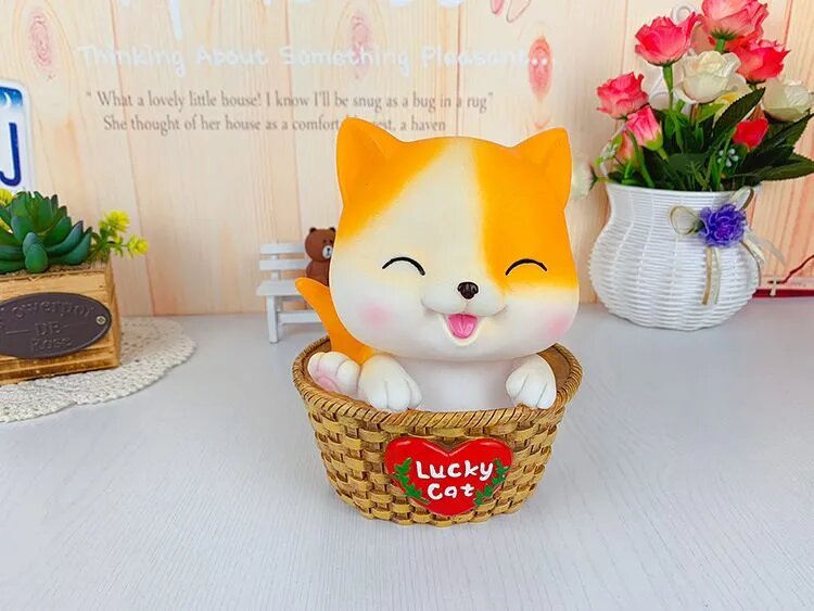 Копилка для денег "Желтая кошка", 12х18 см, 1 шт