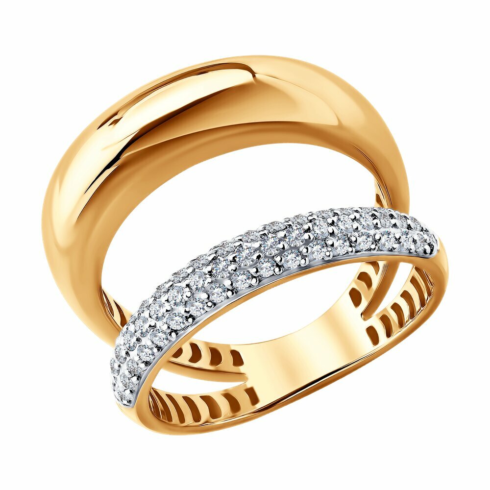 Кольцо, красное золото, 585 проба, бриллиант выращенный