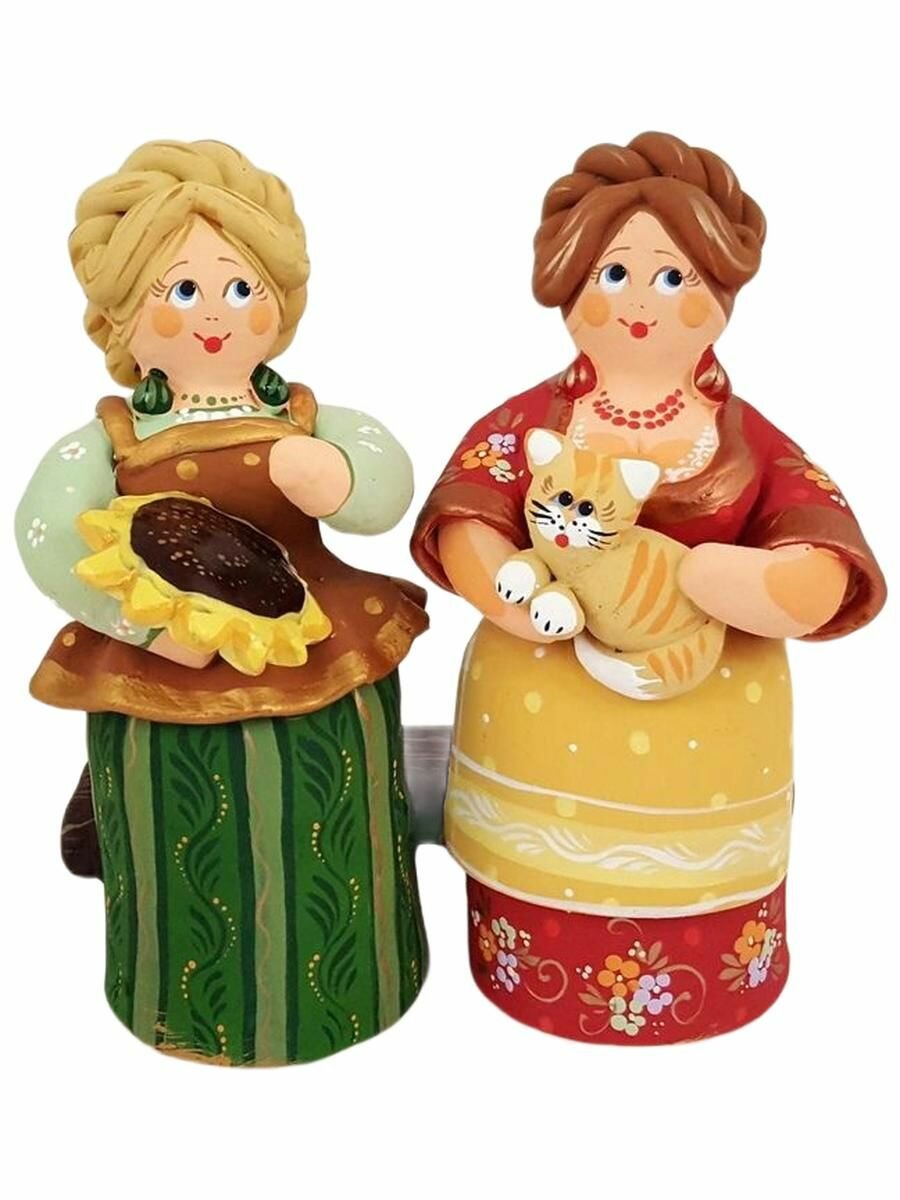Скамейка, Кумушки, Ковровская глиняная игрушка, ручная авторская работа