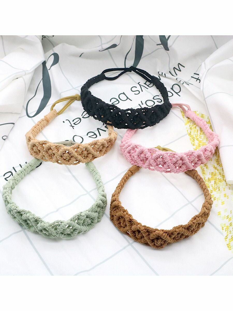 Плетеная повязка на голову ручной работы в стиле бохо, повседневные спортивные аксессуары для волос-15x4cm-5шт