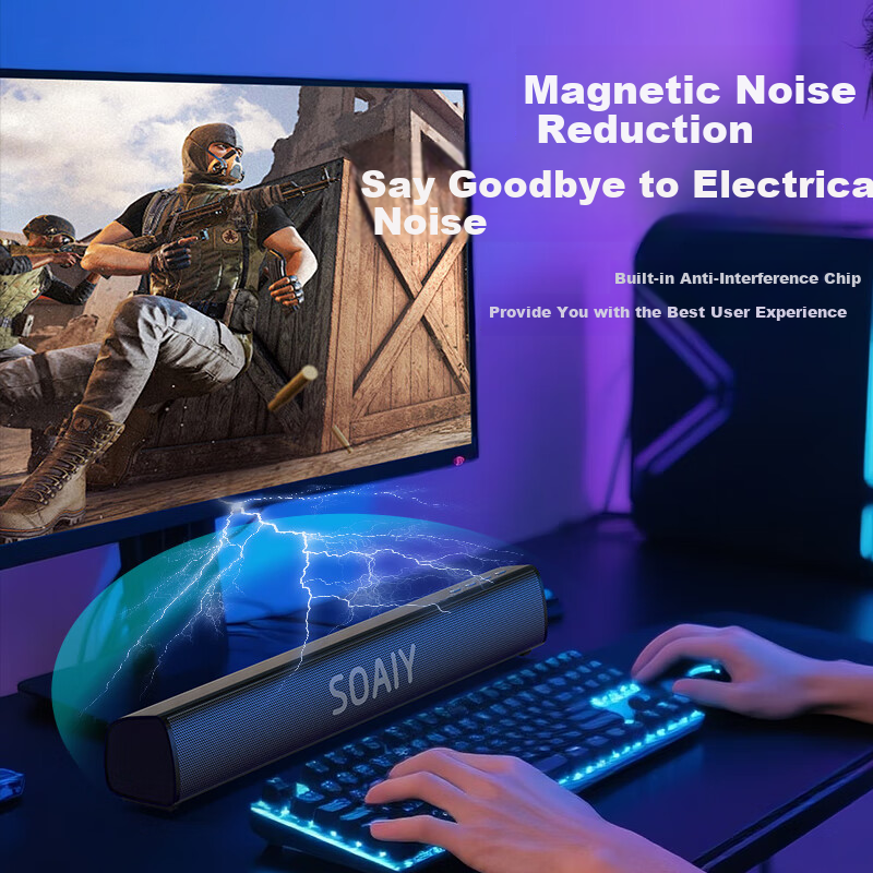 Soaiy SH17 Проводные настольные игровые колонки с сабвуфером и длинной бар-формой для ПК и мобильных устройств