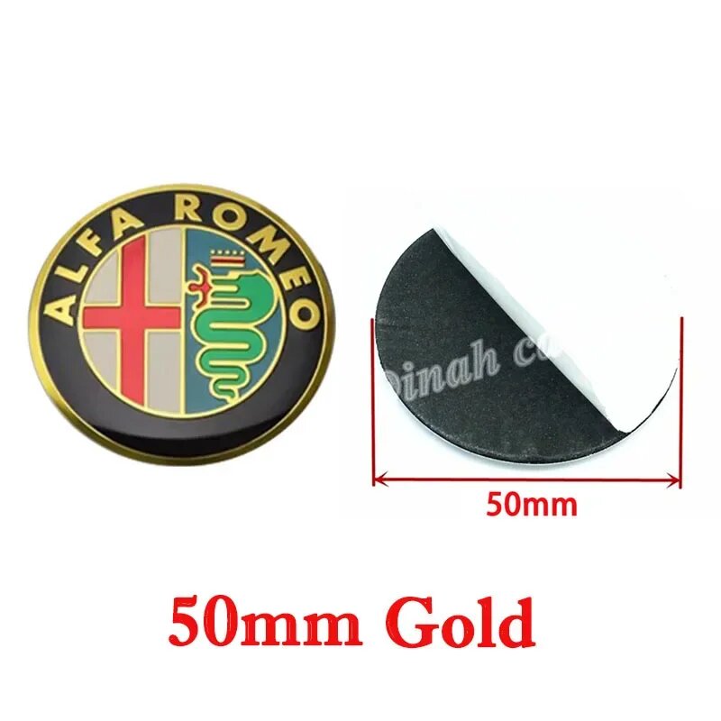 2 шт, 40 мм, 50 мм, 56 мм, цветная новая металлическая наклейка, Стайлинг автомобиля, 50mm Golden