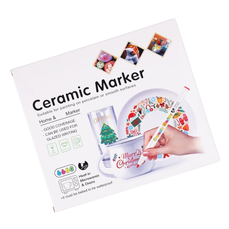 12шт Керамический Маркер Водонепроницаемая Красочная Акриловая Ручка для Рисования Эскизами и Росписью по Керамике Дереву Скале Камню Стеклу