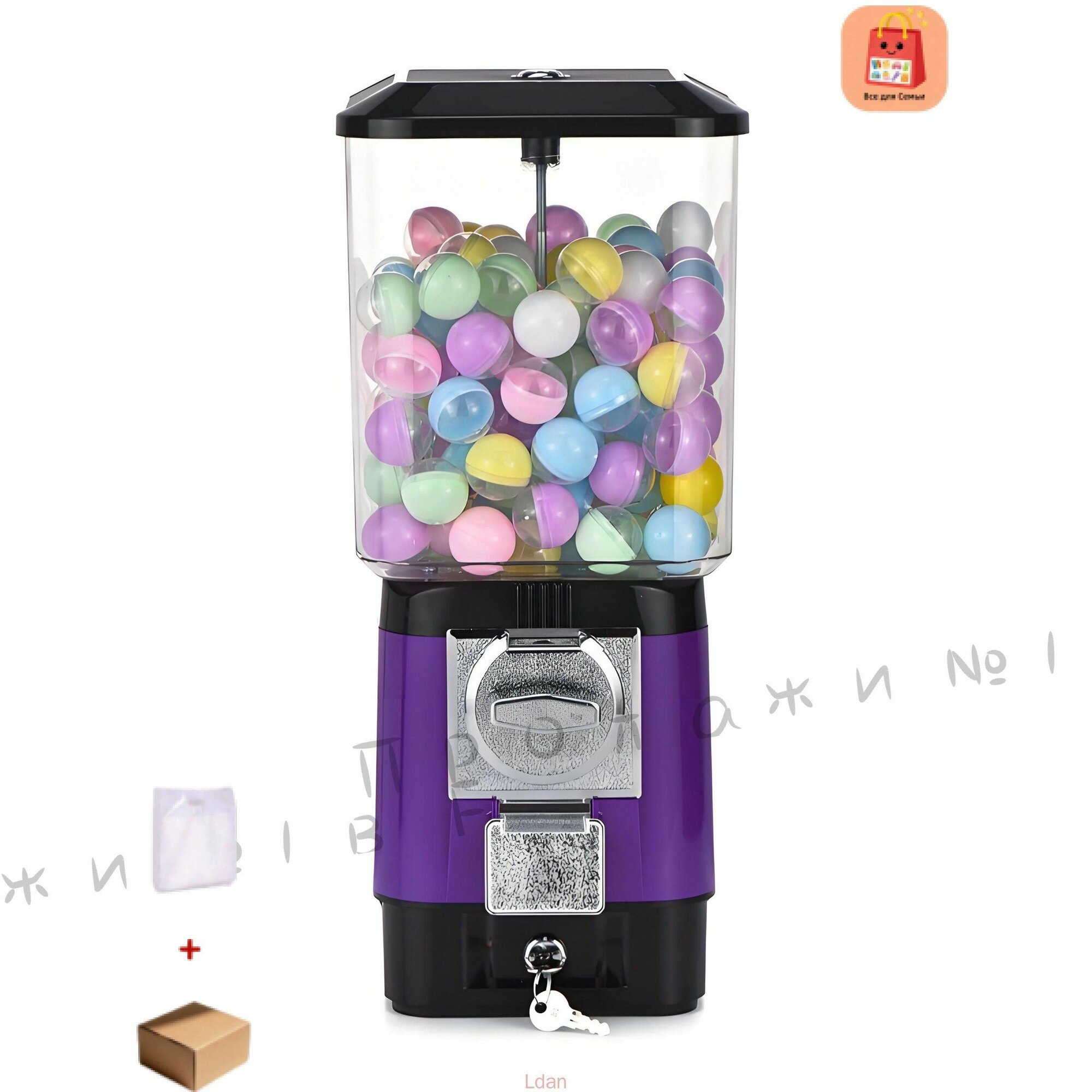 Вендинговый автомат для жвачек, попрыгунчиков, игрушек в капсулах и конфет/Опционально с монетным приводом/Механический торговый вендинговый аппарат KIDS'TOPs