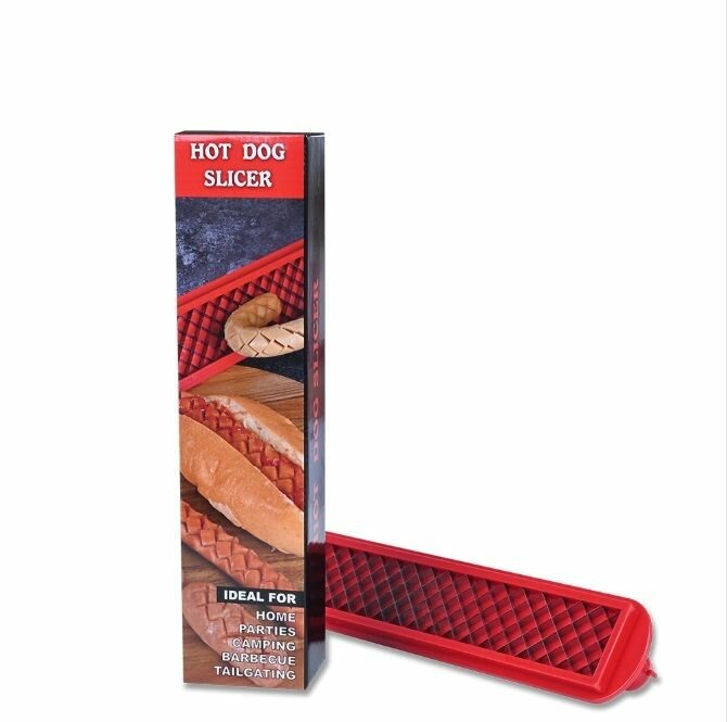 Нож для нарезки колбасы "SLOTDOG", нержавеющая сталь, пластик, красный