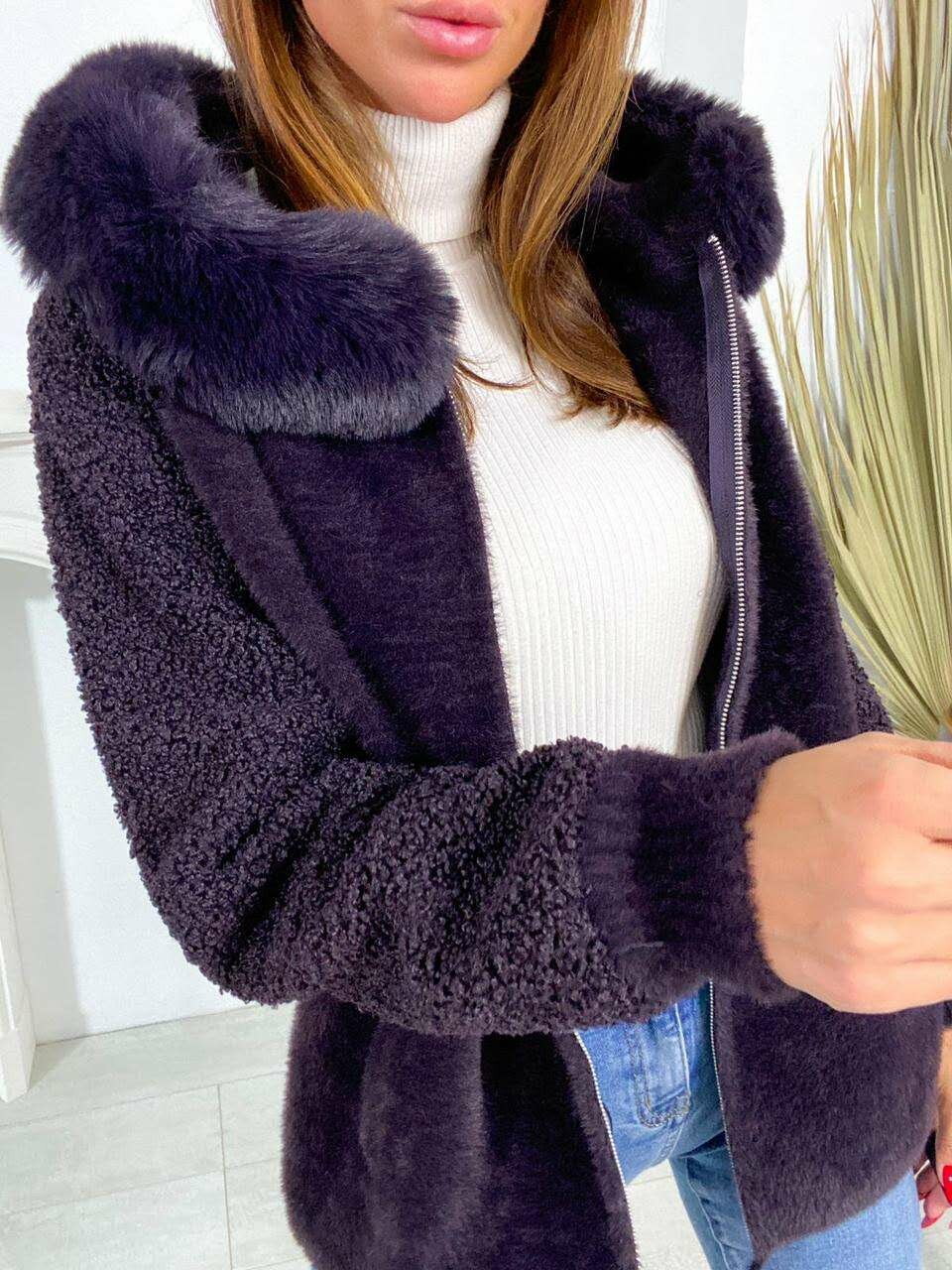 Кардиган  из альпаки баклажановый 44-50