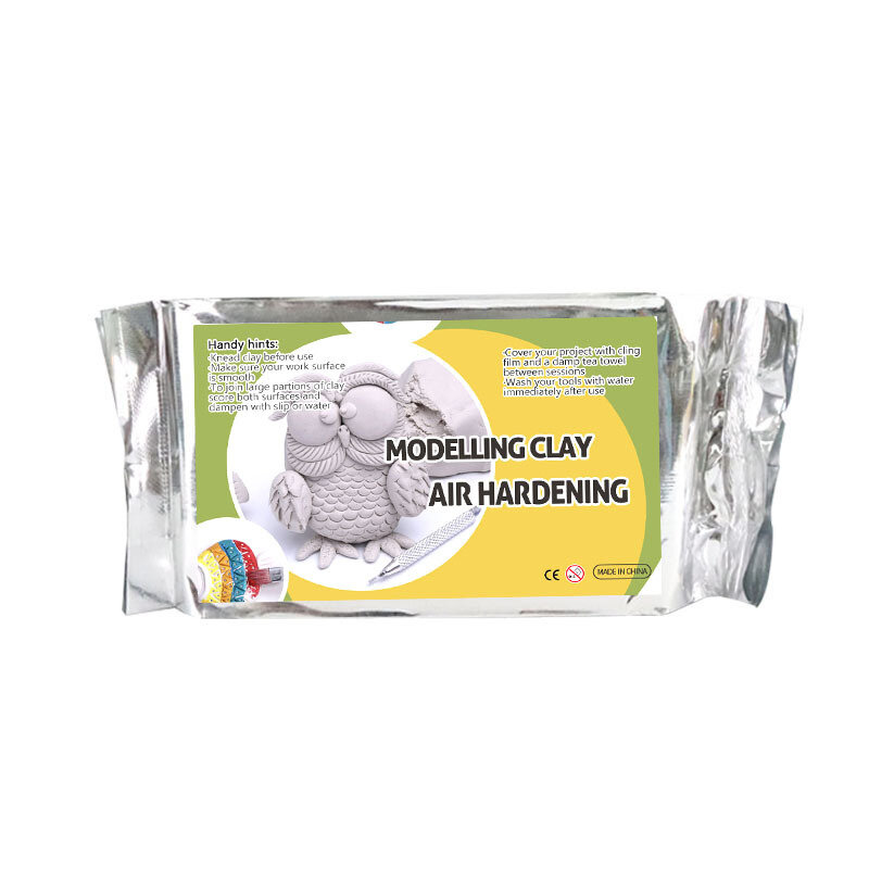 Нетопливная воздушно-сушащаяся глина из каменной пластмассы белая 180г вакуумная упаковка для лепки