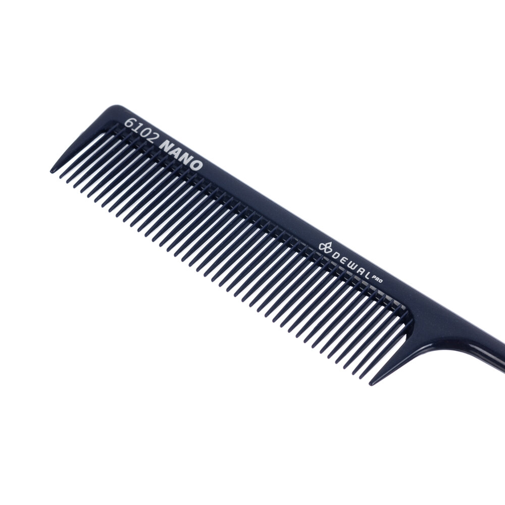 Расческа рабочая DEWAL NANO co-6102-nano , с пластиковым хвостиком, антистатик, черная , 20 см