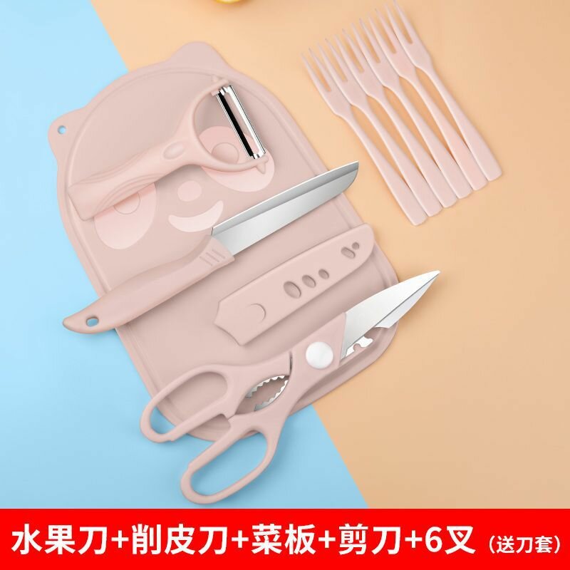 Набор ножей и разделочной доски из нержавеющей стали с милым медвежонком для детского питания, комплект 10 предметов