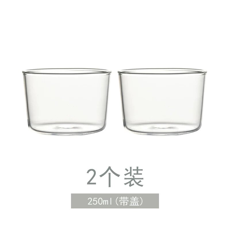 Высокотемпературный устойчивый стеклянный стакан для молочного пудинга с двойными стенками, термостойкая маленькая миска с крышкой, специальный контейнер для желе, подходит для духовки