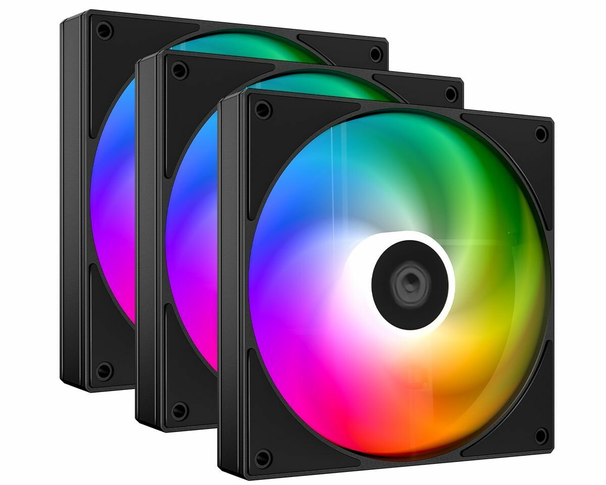Вентилятор для корпуса 3шт. ID-COOLING AS-120-ARGB-K TRIO (3 in 1) 120x120x25мм (PWM, резиновые углы, черный, 300-2000об/мин, супертихий)