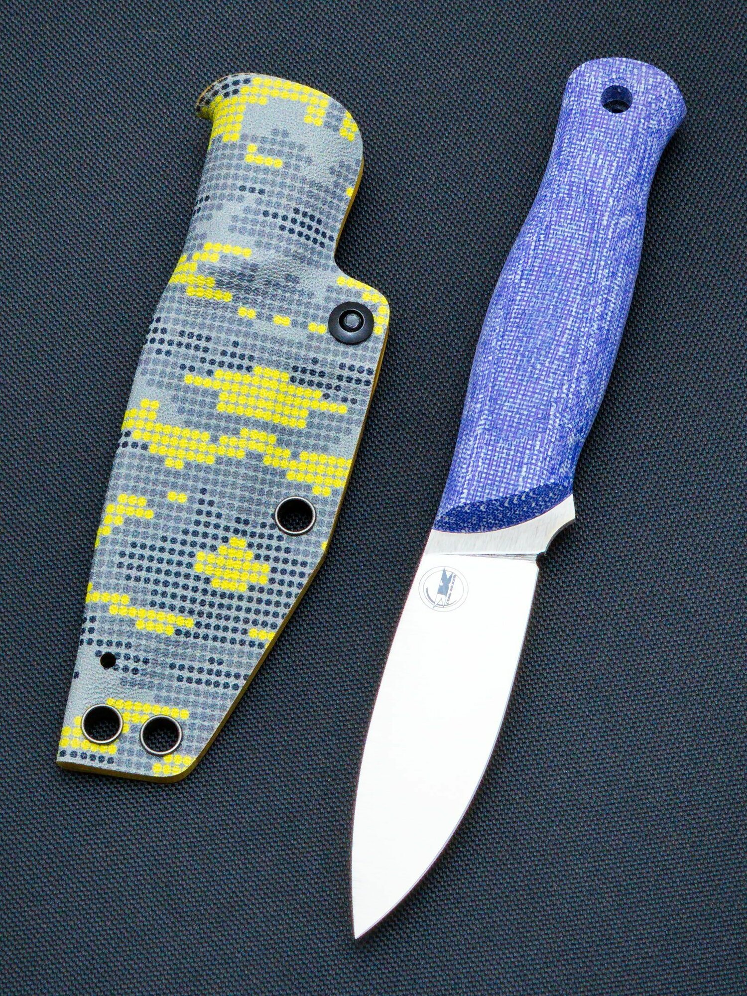 Нож туристический Колибри, AUS-10 Cryo, Сатин, Микарта Лаванда, 7 Ножей (Seven Knives)