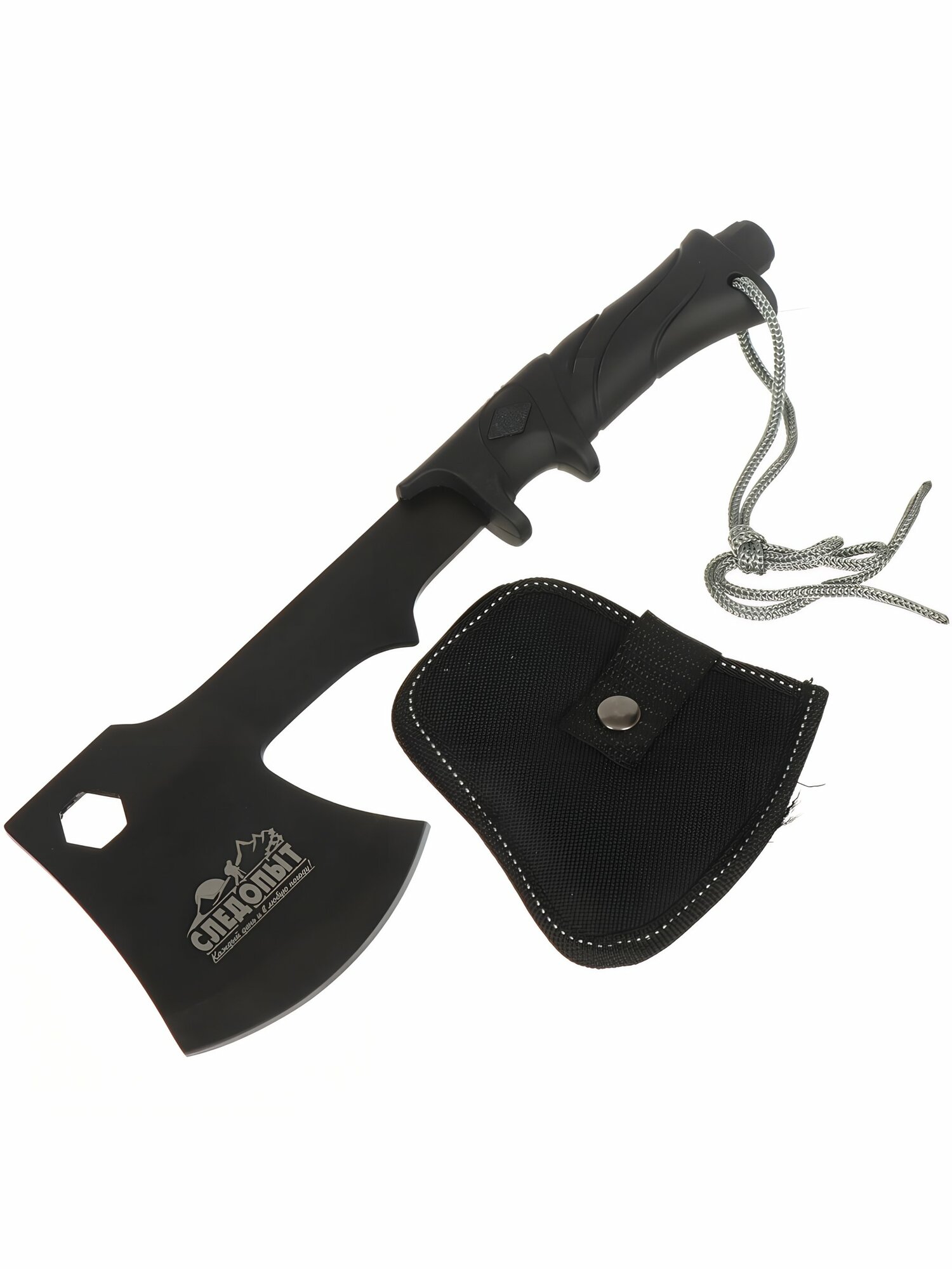 Топор Следопыт, туристический, рукоятка пластик, обрезиненная, 0.304 кг, 105 мм, 310 мм, с чехлом, PF-AT-01