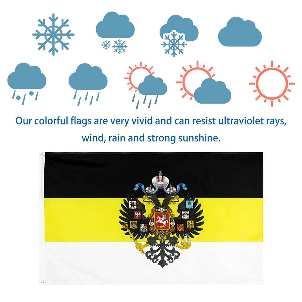 Флаг Российской империи чёрно-жёлто-белый полиэстер 90 150 см