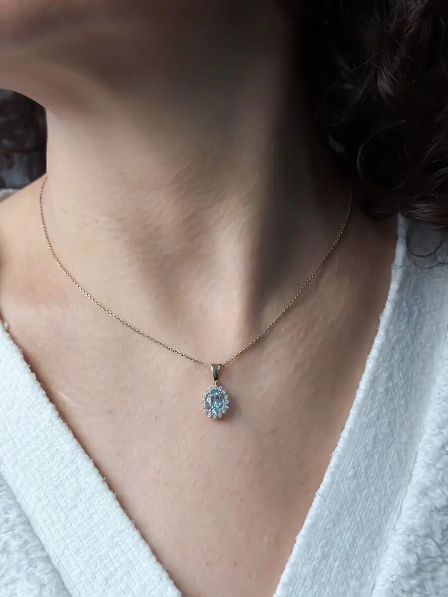 Подвеска, топаз, фианит