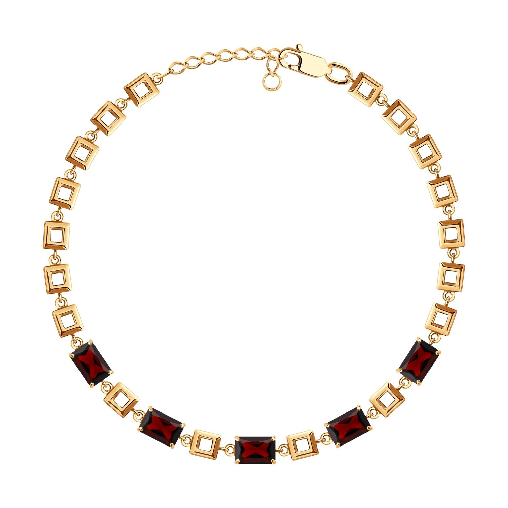 Браслет, красное золото, 585 проба, гранат