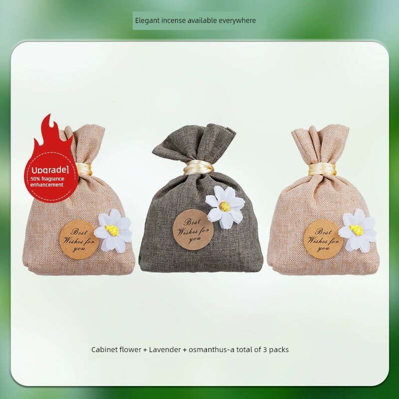 3-упаковка ароматических пакетов с цветочным миксом: жасмин, лаванда, османтус для долговечного аромата в шкафах