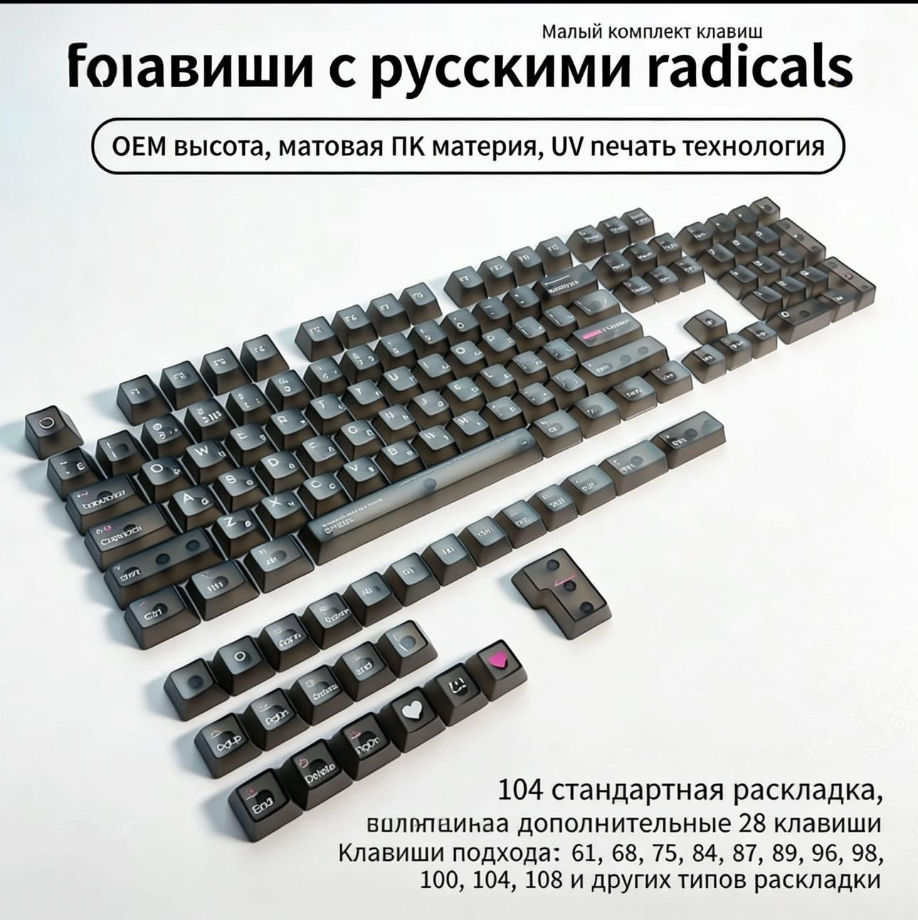 Кейкапы OEM, для механических клавиатур, русские, прозрачные