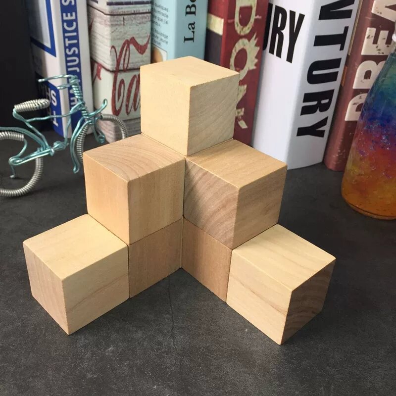 Натуральные деревянные кубики 4 см, набор 20 шт. для дошкольного обучения геометрии и математике